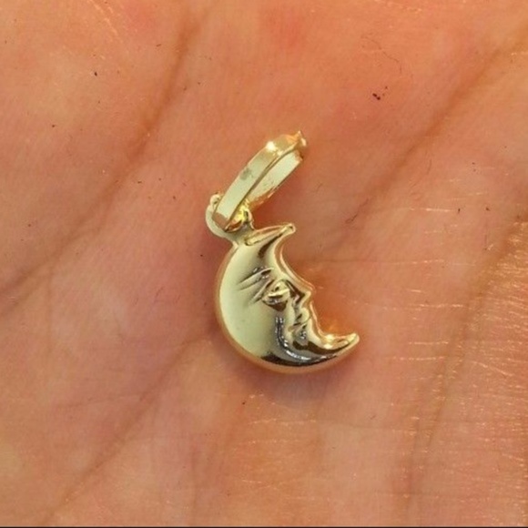 Jewelry | 14k Solid Yellow Gold Small Half Moon Face Charm | Poshmark